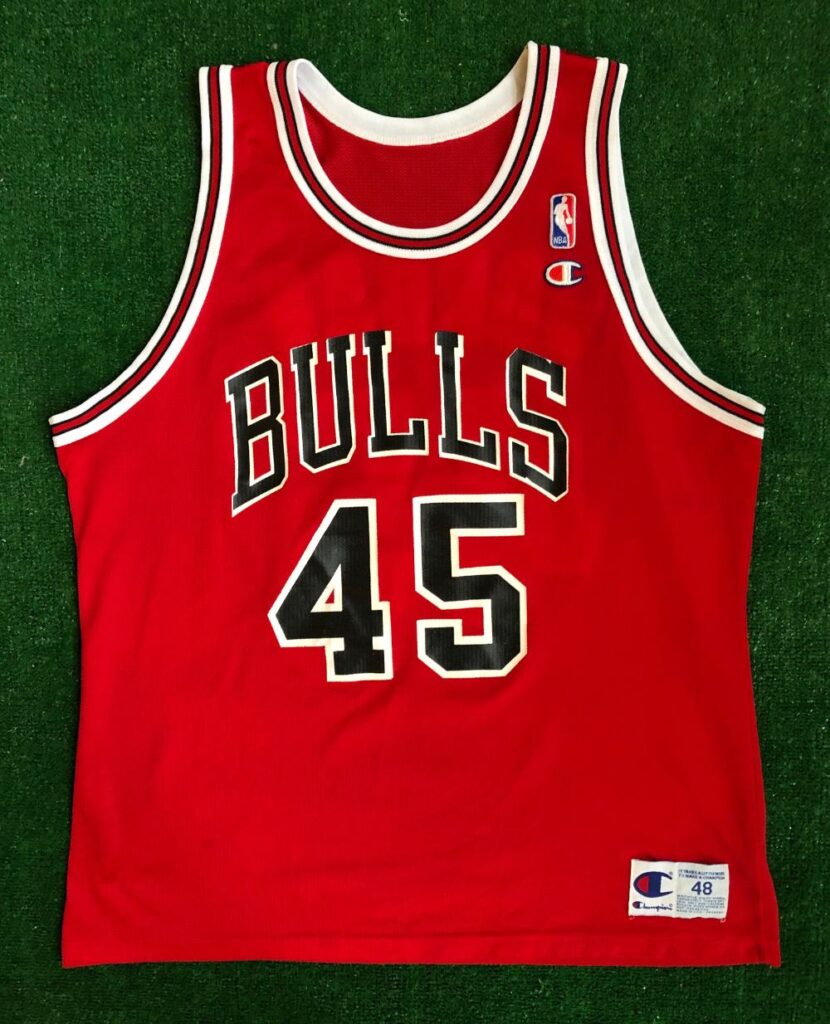 90’s Michael Jordan Chicago Bulls #45 Champion NBA Jersey Size 48 ...