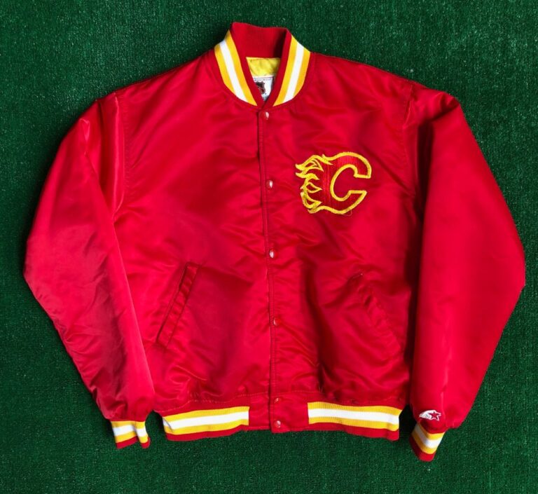90’s Calgary Flames Starter Satin NHL Jacket Size Large – Rare VNTG