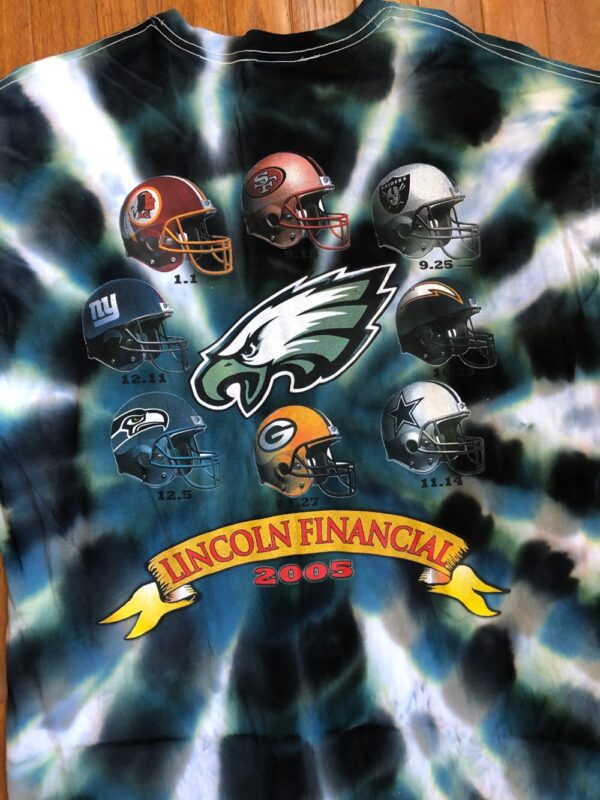 2005 Philadelphia Eagles Hanes Tie Dye NFL Schedule T Shirt Size XL ...