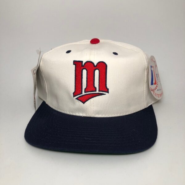 90’s Minnesota Twins White/Navy MLB Snapback Hat – Rare VNTG