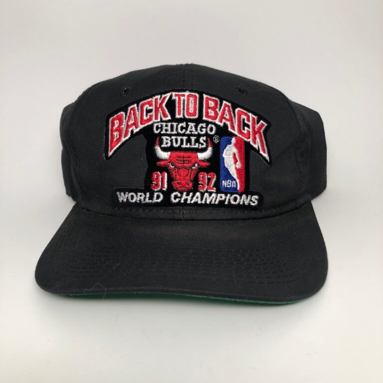 1992 Chicago Bulls NBA Back 2 Back Champions Locker Room Snapback Hat ...